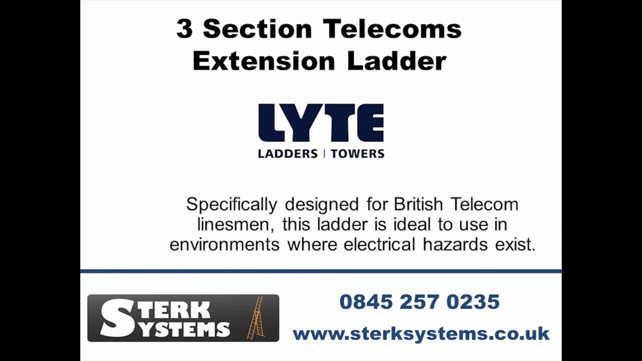 Lyte Glassfibre Telecoms Three Section Extension Ladder - L7EQ - YouTube