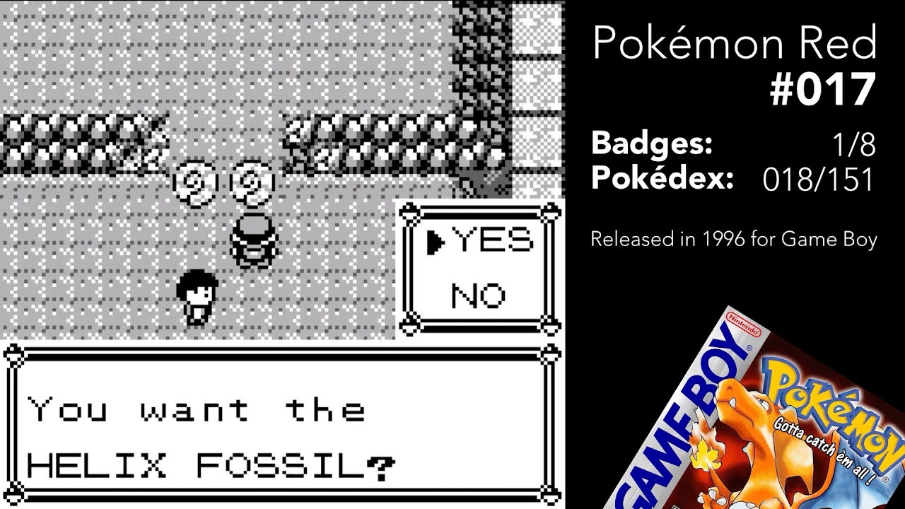 Pokemon Red 017 Mt Moon Fossils, Helix or Dome, Arriving in Cerulean ...