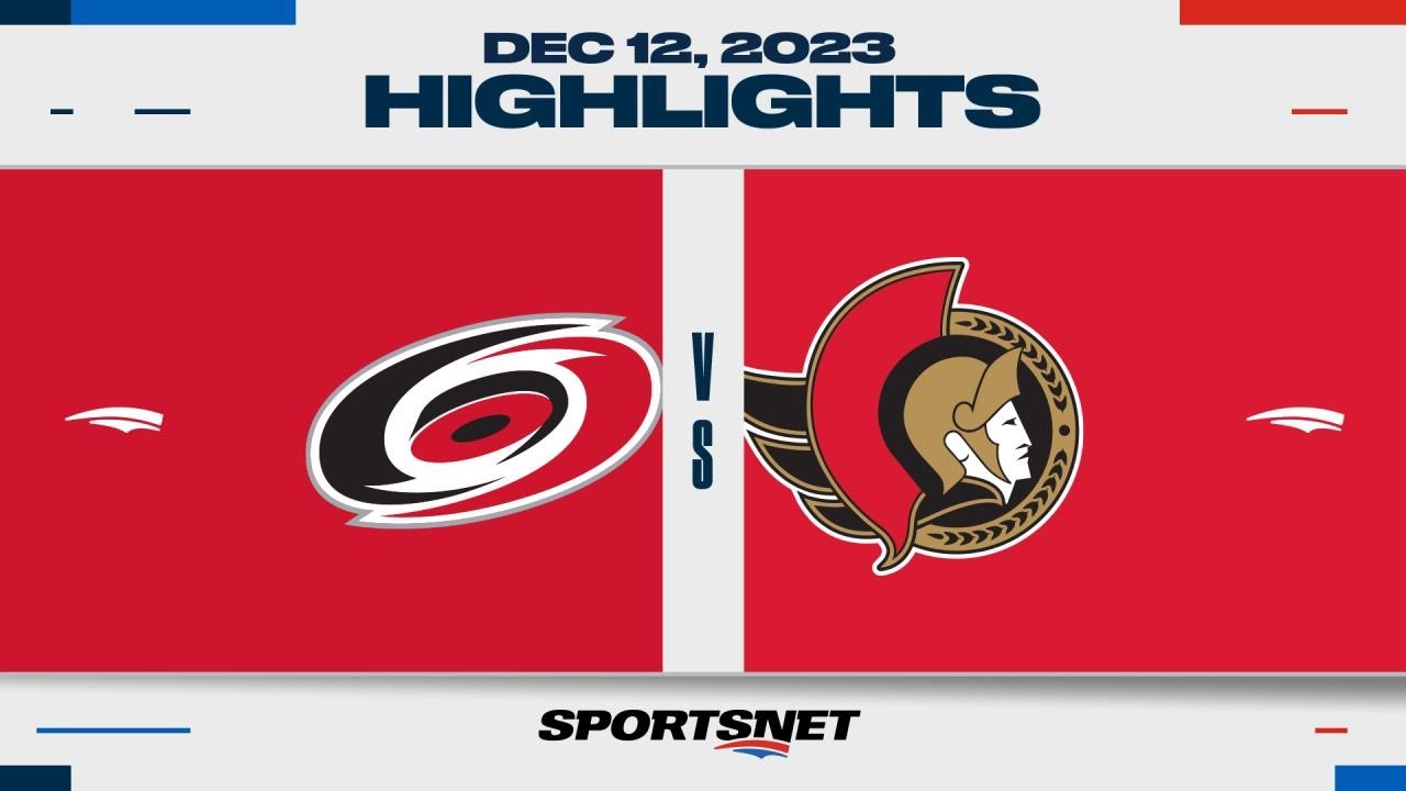 NHL Highlights | Hurricanes vs. Senators - December 12, 2023 - YouTube