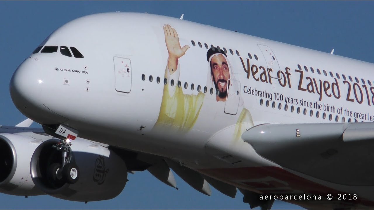 [FULL HD] Emirates A380 'Year of Zayed 2018 Livery' - YouTube