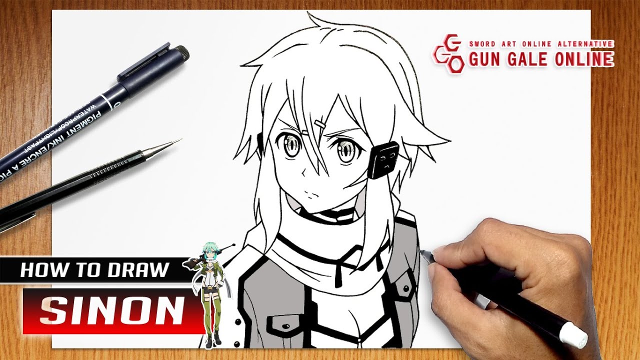 How to draw Sinon from Sword Art Online - YouTube