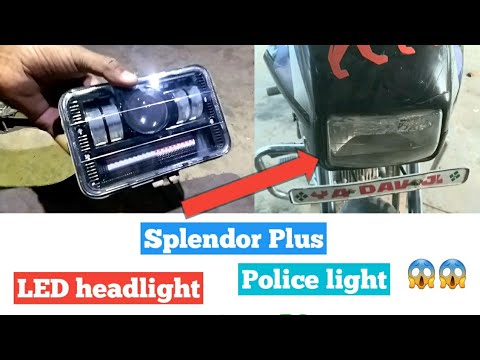 Splendor Plus | LED headlight | projector Police light install Kare ...
