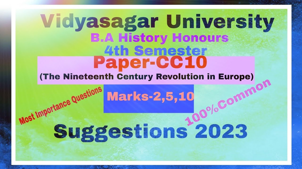 Vidyasagar University B.A.4th Semester History Honours,CC10,Suggestions 2023 - YouTube
