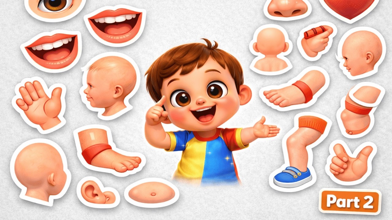 Baby Body Parts Song Part 2 | Head Shoulders Knees Toes | Learn Body ...