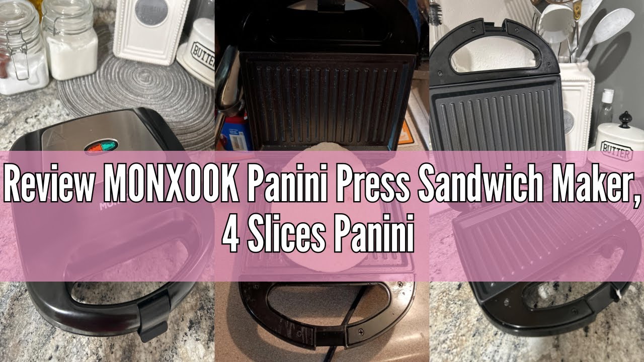 Review MONXOOK Panini Press Sandwich Maker, 4 Slices Panini Grill Non ...