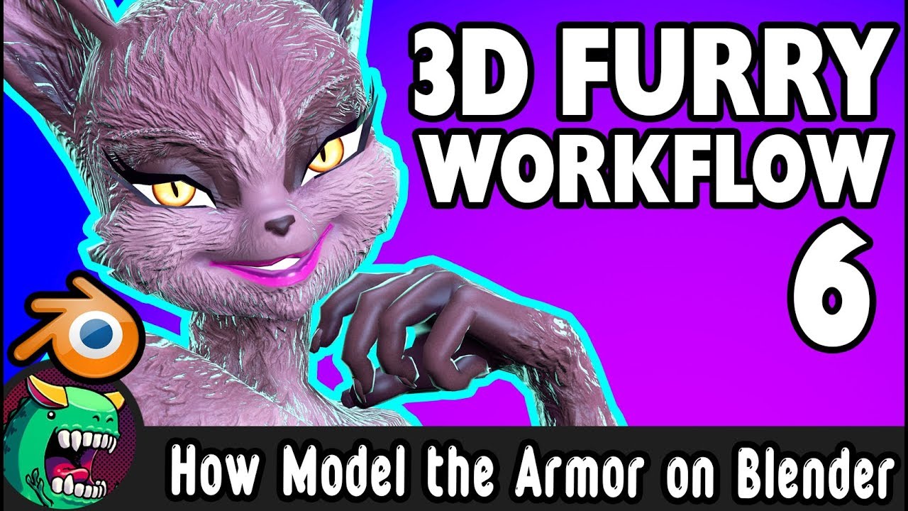 How made 3D chest Armor a Lowpoly Female Furry! Blender Livestream #6 ...