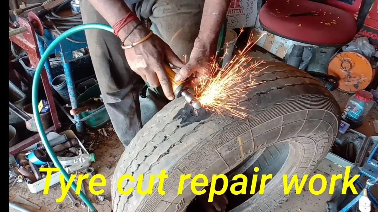 tyre cut repair vulcanizing - YouTube