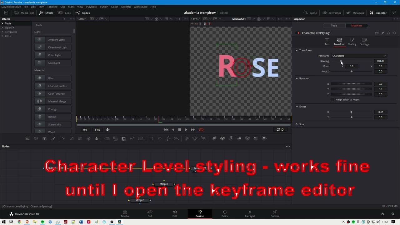 davinci resolve 18.1.4 character level styling bug keyframe - YouTube
