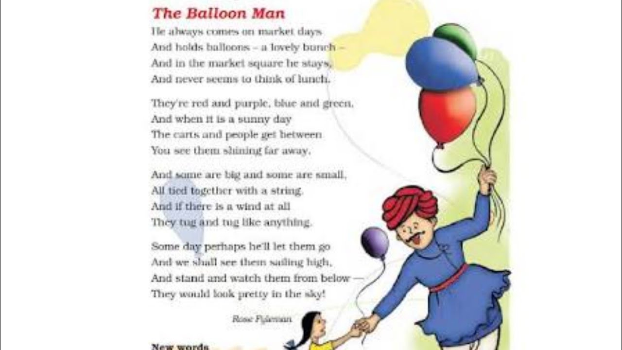 Class-3, English , Unit-5 , Poem - The balloon man - YouTube