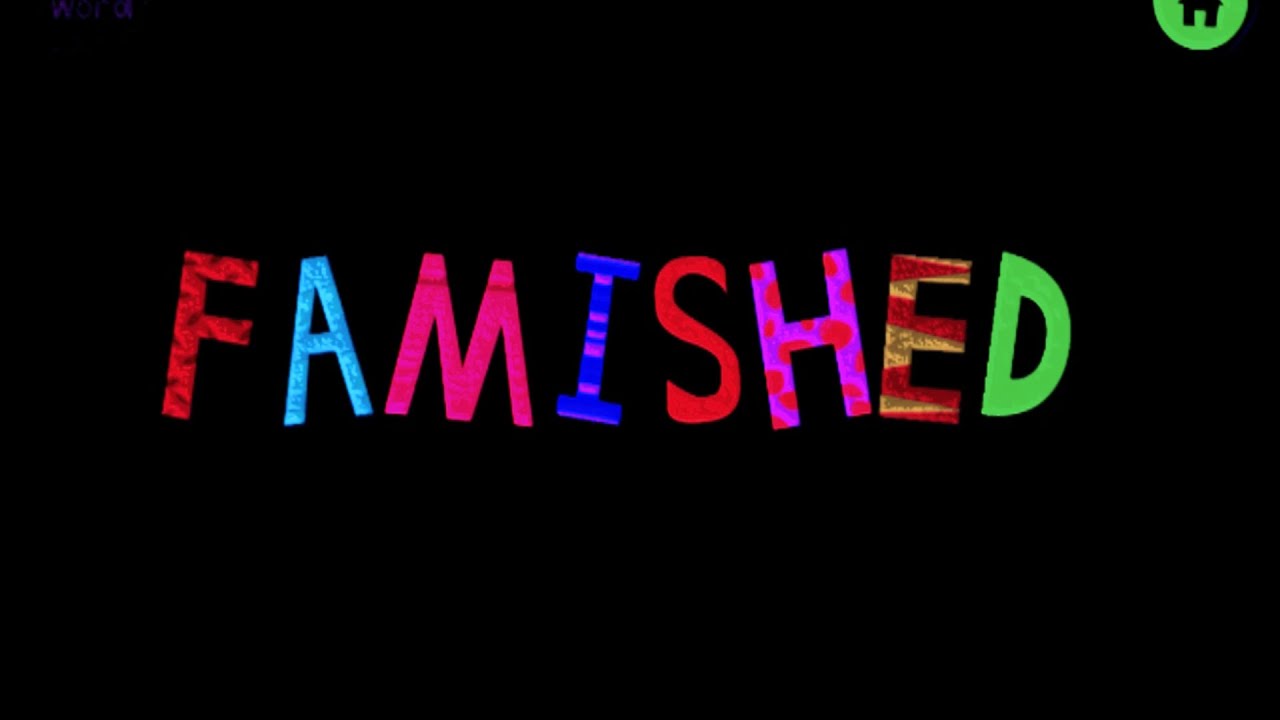 Endless Alphabet Side Word "FAMISHED" Inversion Effect, Bevel Effect ...