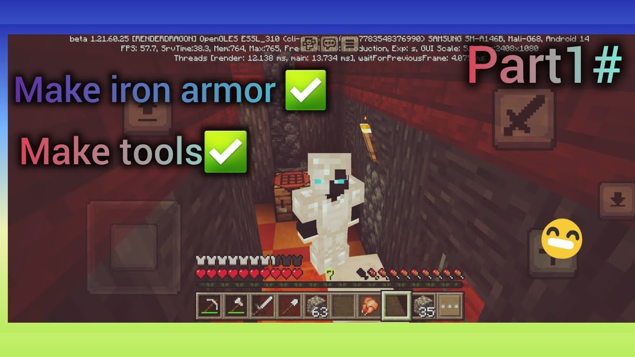 I make iron armour and iron tools in 1st part||MINECRAFT 1# - YouTube