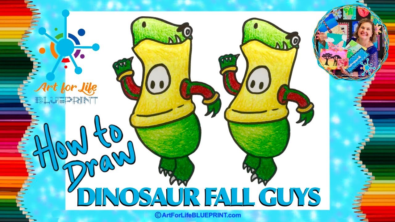 How To Draw The Dinosaur Fall Guy, Fall Guys, Step By Step - YouTube