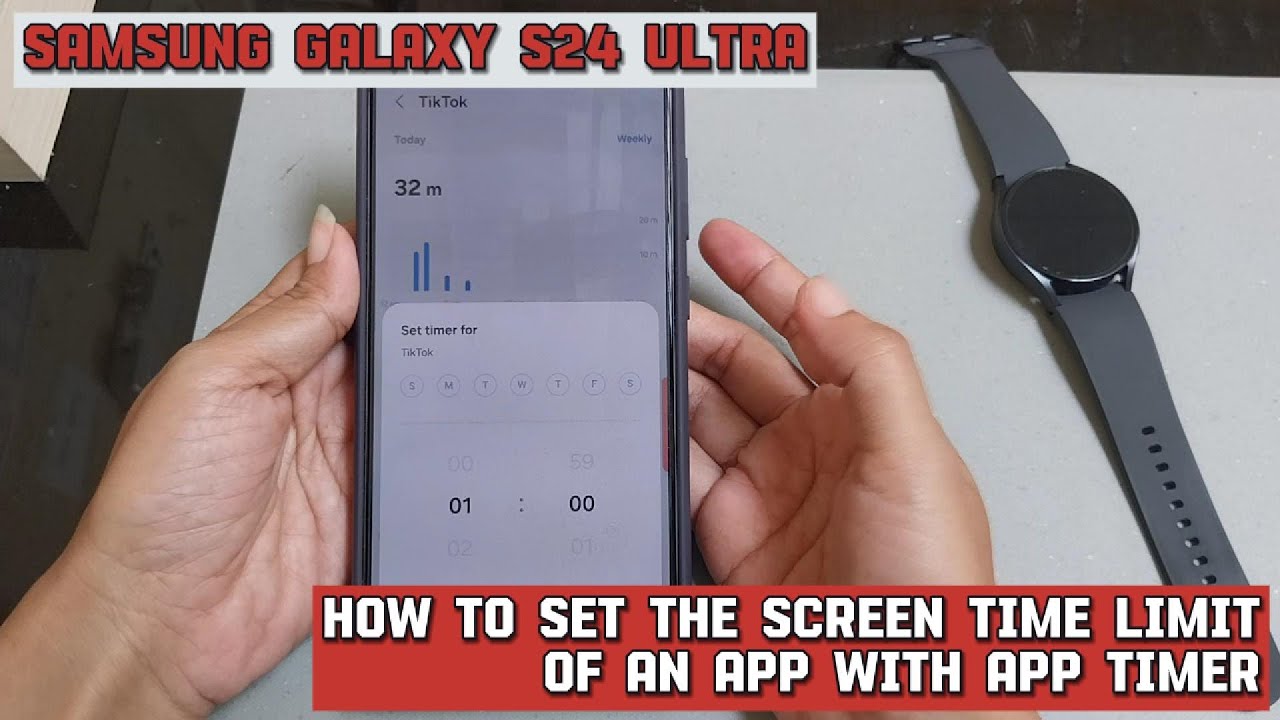 How to set the screen time limit of an app with app timer on Samsung ...