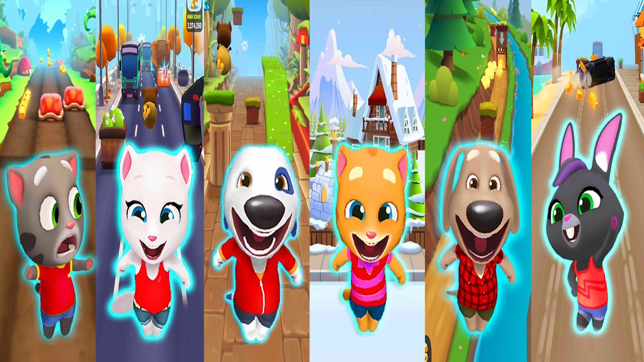 TALKING TOM GOLD RUN - ALL RED COLOR CHARATERS IN ALL WORLDS FUNNY ...