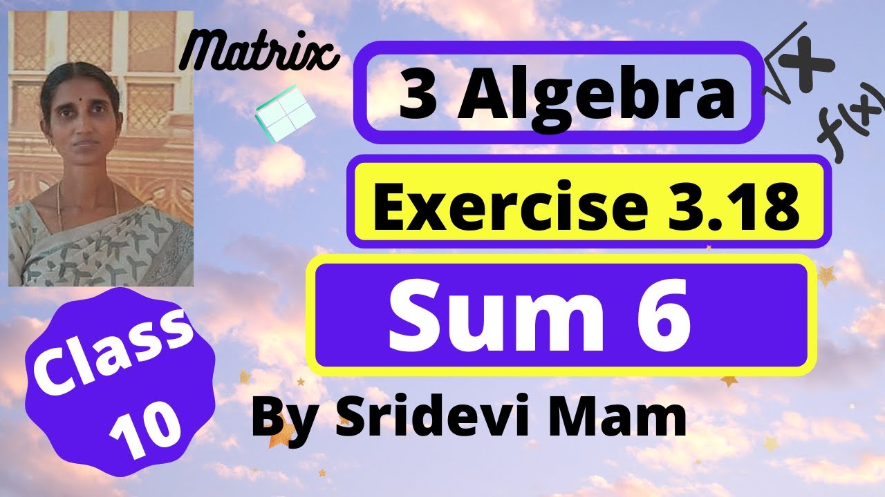 TN class 10 ch 3 ex 3.18 sum 6 ( matrix)Algebra by Sridevi mam ,10th ...