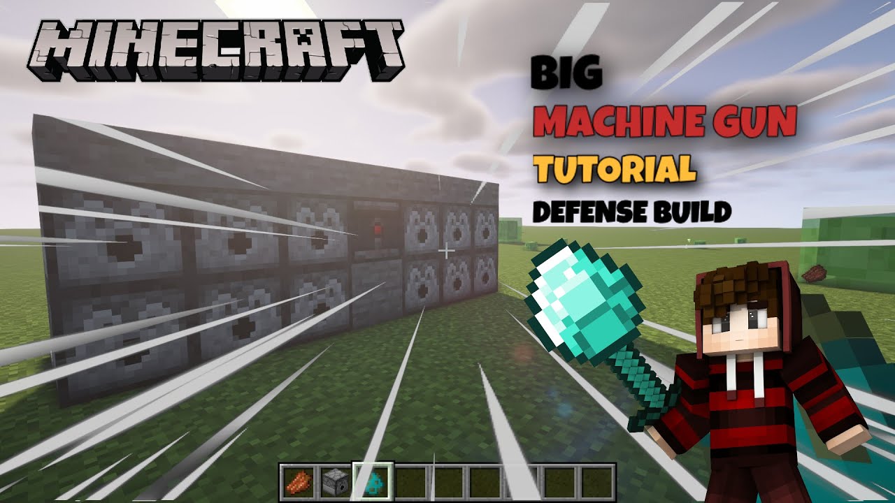 Minecraft: Big Machine Gun tutorial||Defense Build||Protect your House ...