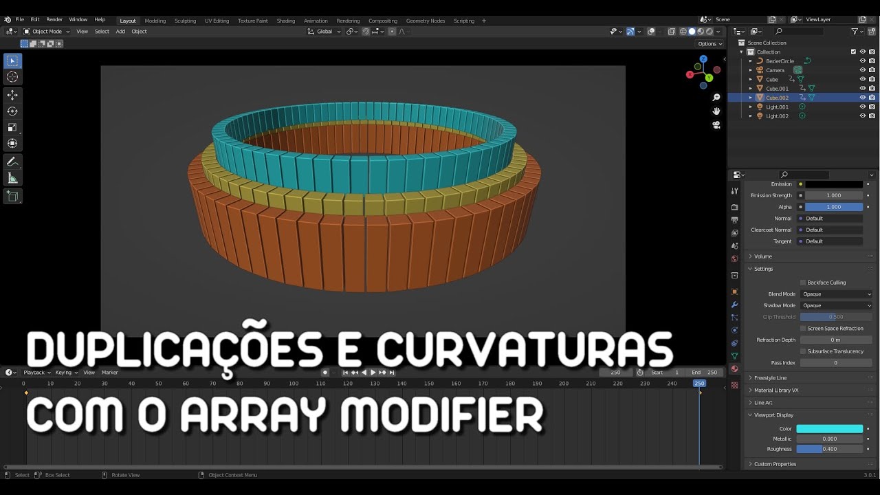 BLENDER 3D - DUPLICAÇÕES E CURVATURAS COM O ARRAY MODIFIER - YouTube