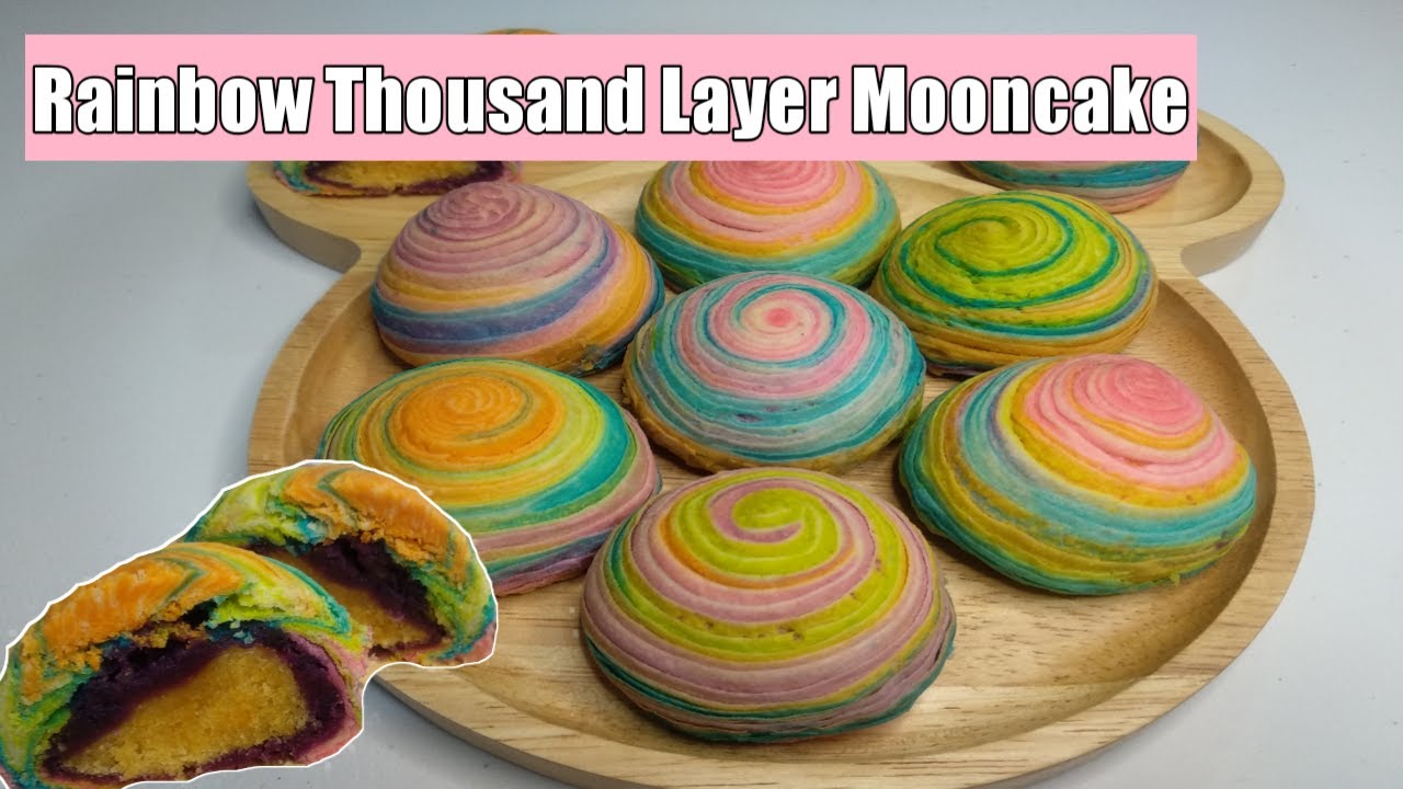 RAINBOW THOUSAND LAYER MOONCAKE - YouTube