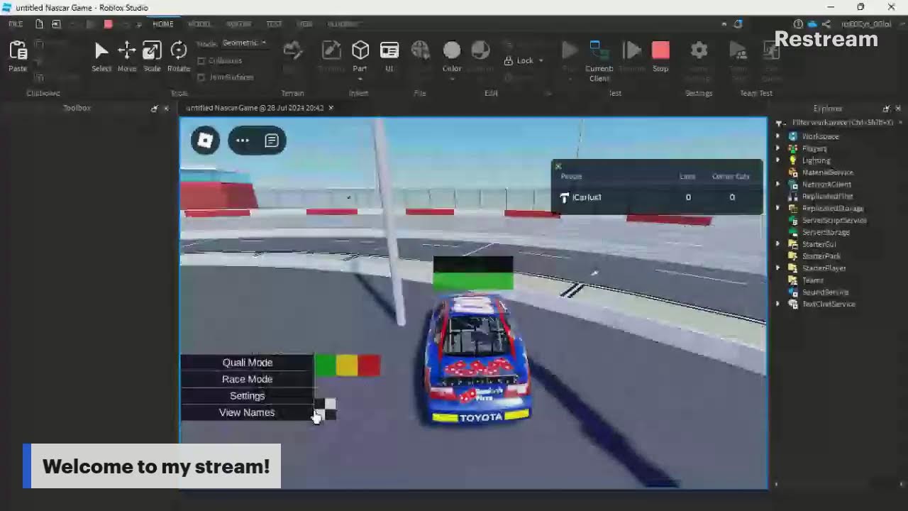 Creating a Nascar Roblox game - roblox Development stream - YouTube