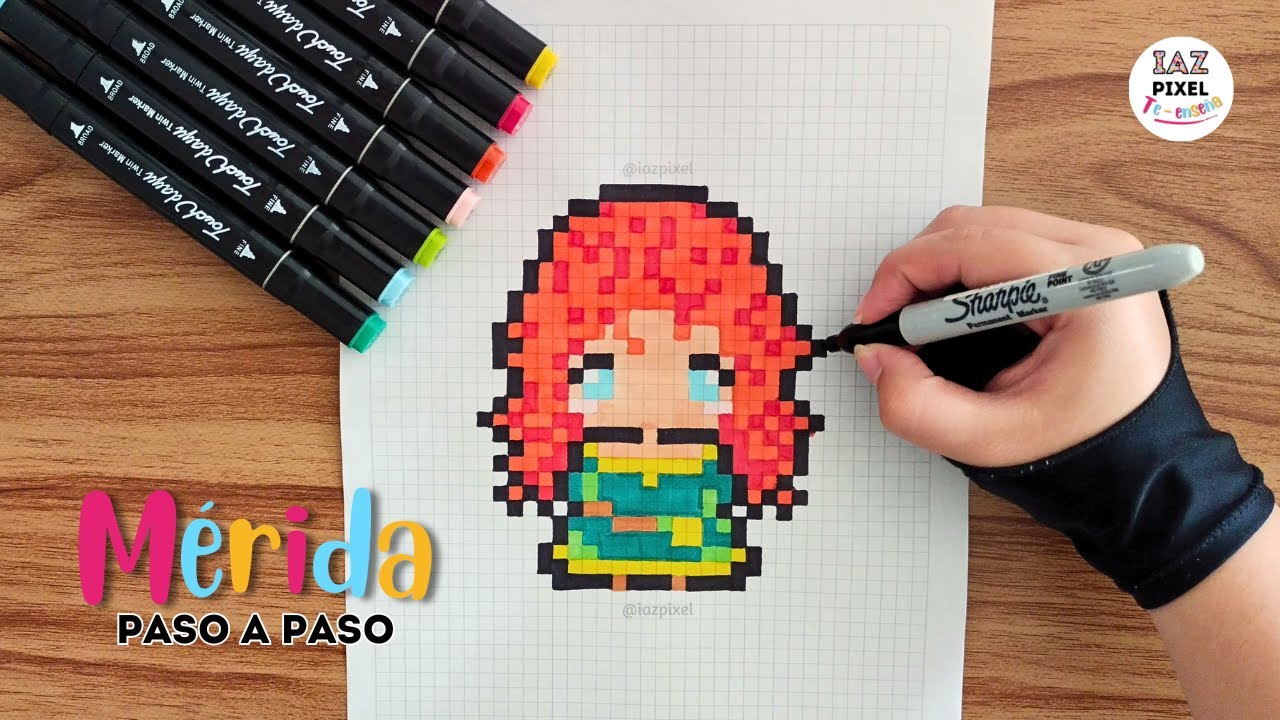 Como pintar a MERIDA en PIXEL ART – Tutorial paso a paso #princesa # ...