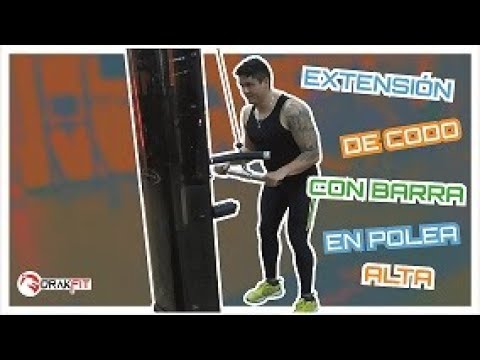 EXTENSIÓN DE CODO CON BARRA EN POLEA ALTA - YouTube