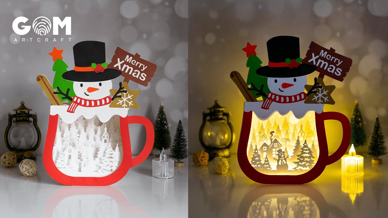 How to make Christmas Hot Cocoa Shadow Box - Snowman - YouTube