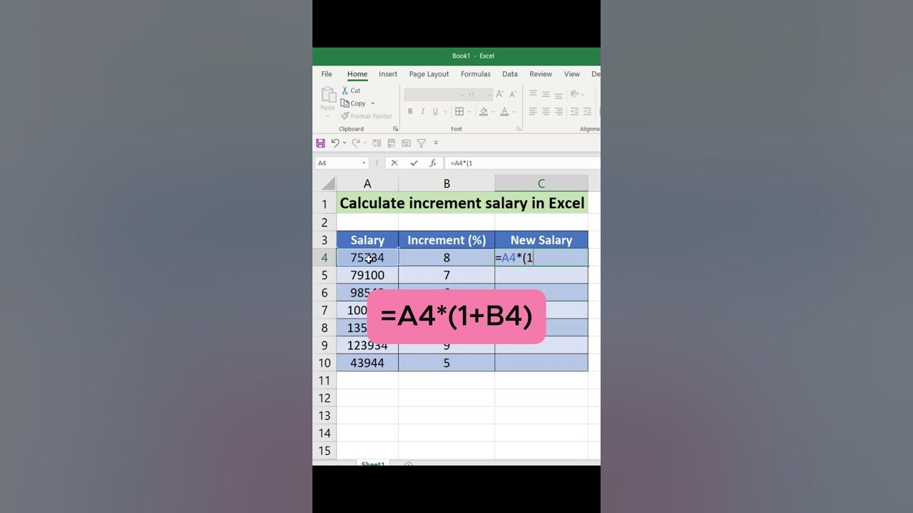 Calculate salary increment in Excel #excel #excelyourself #excelshorts #exceltips #exceltricks ...
