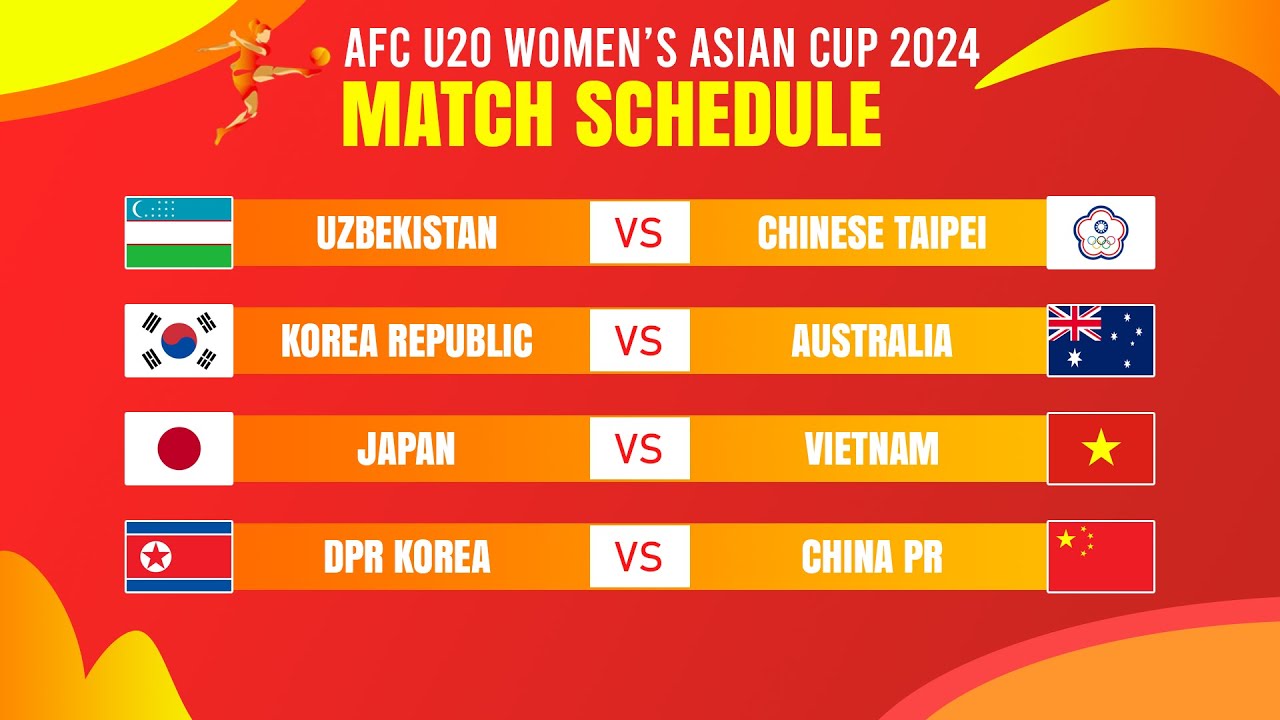 Group Stage: Match Schedule | AFC U20 Women's Asian Cup 2024. - YouTube
