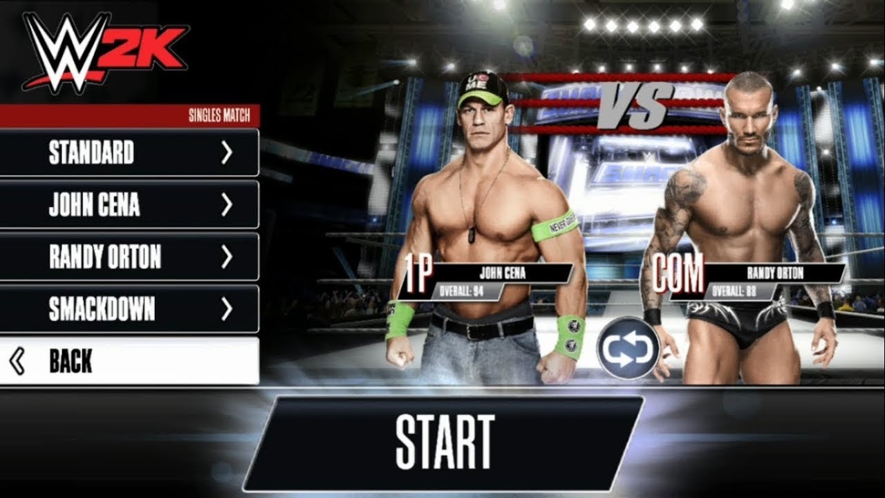 Wwe 2k mobile game John cena vs Randy orton - YouTube
