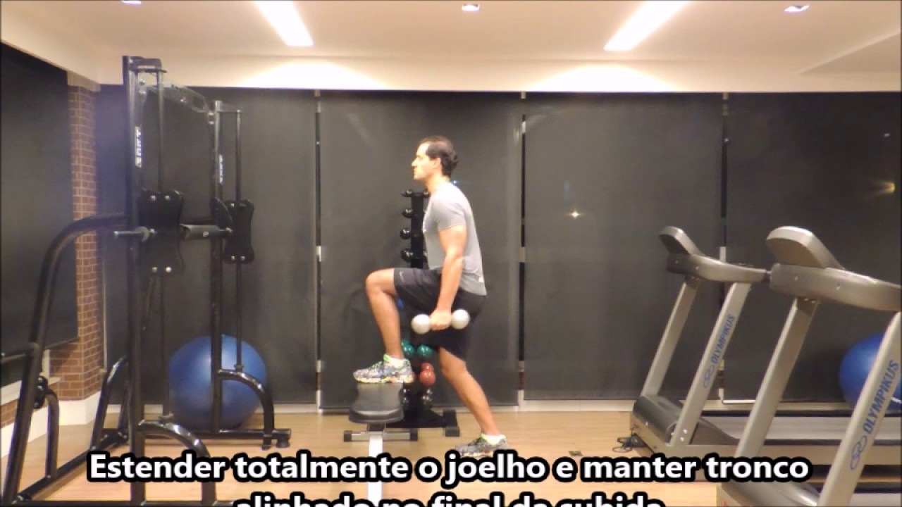 SUBIDA NO BANCO COM HALTERES - YouTube