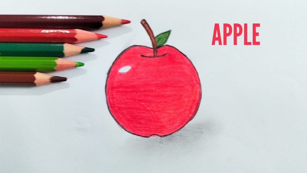"Easy Apple Drawing with Color Pencils 🍎 | Step by Step for Beginners ...