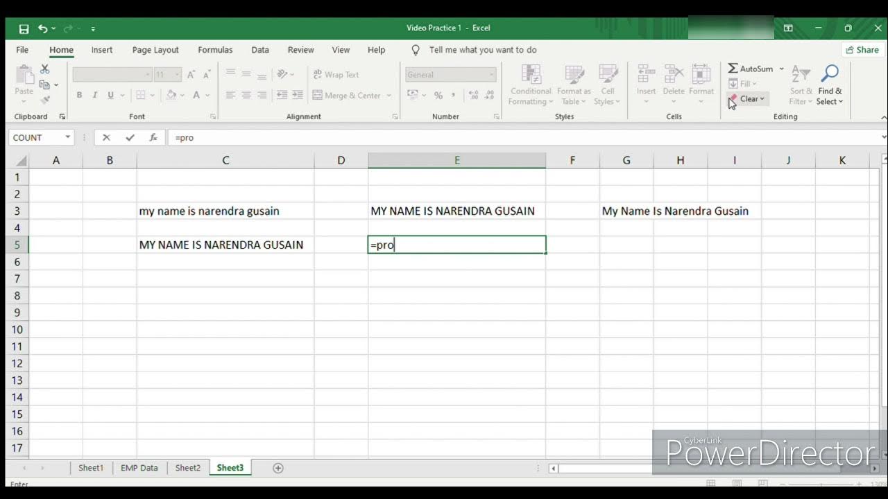 Upper Lower Proper Function in Excel - YouTube