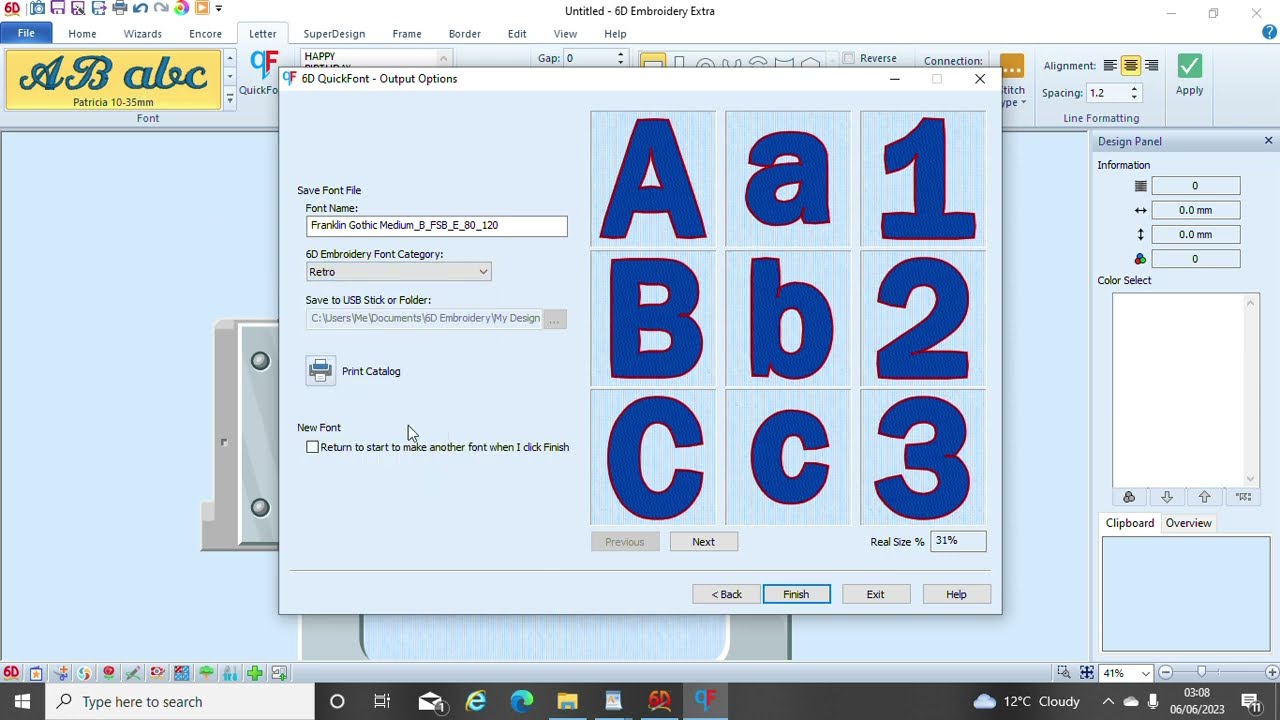 6D Embroidery extra letter and quick font design tutorial - YouTube