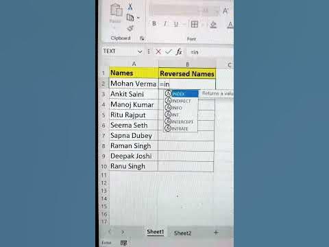 Reverse Names In Excel 😍 | MS Excel Formula💯 #shorts #excel #reverse #exceltricks #msexcel # ...