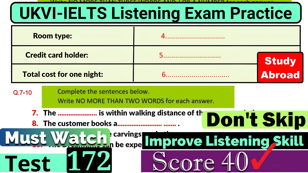 UKVI IELTS Listening Practice Test 2025 with Answers || TEST - 172 ...