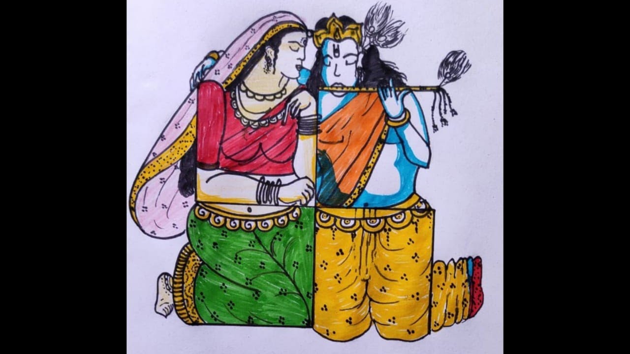 radhakrishna drawing with swasthik symbol 😍#radhakrishna tutorial # ...