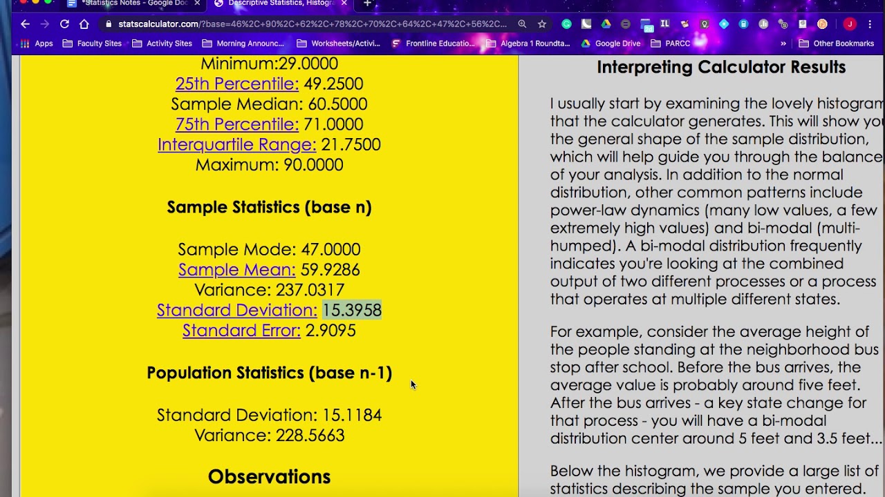 Algebra 2 Honors Statistics Topic 4 Distributions of Data part 1 - YouTube