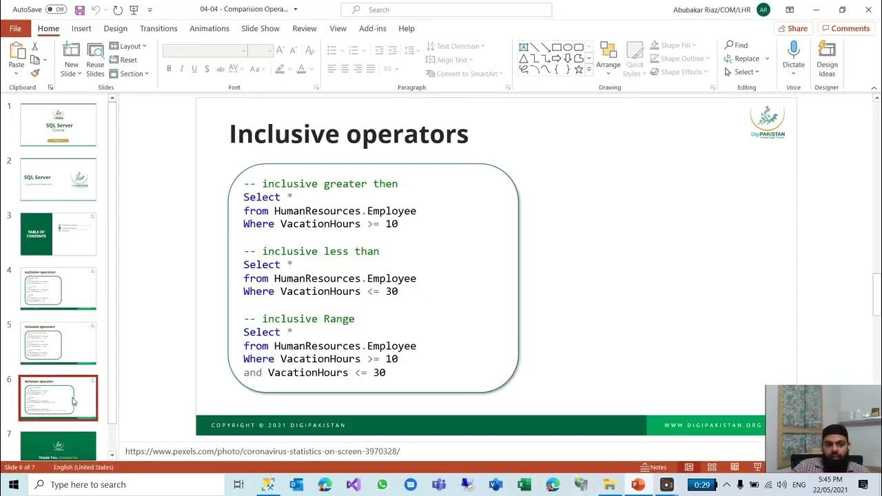 Comparison Operators |Select Statement | DBMS | Database SQL Server Course | Lec-18 | URDU ...
