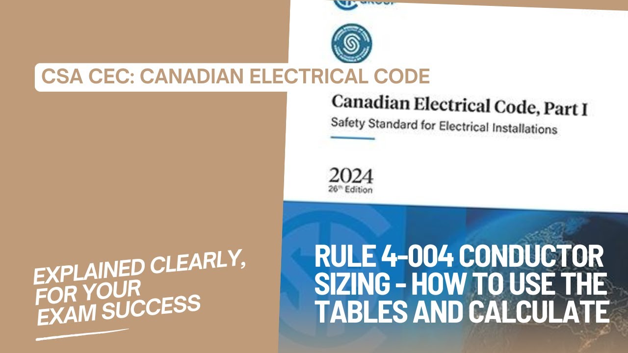Example of CEC Rule 4-004 Conductor Sizing for Electrical Exam - YouTube