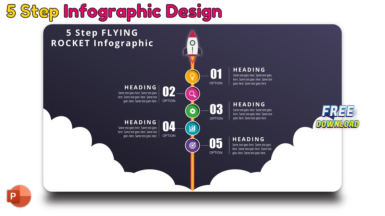 89.MS PowerPoint Infographic – 5 Option Flying Rocket Presentation ...