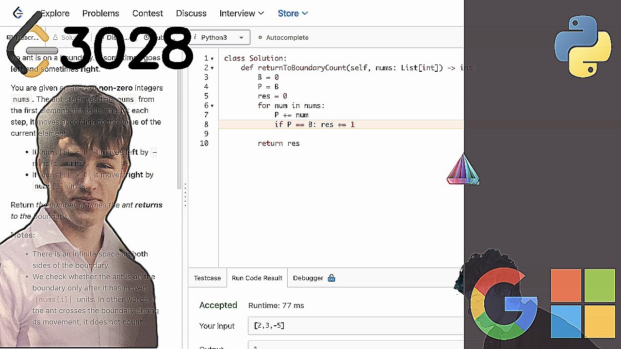 Leetcode 3028 Ant On The Boundary Youtube