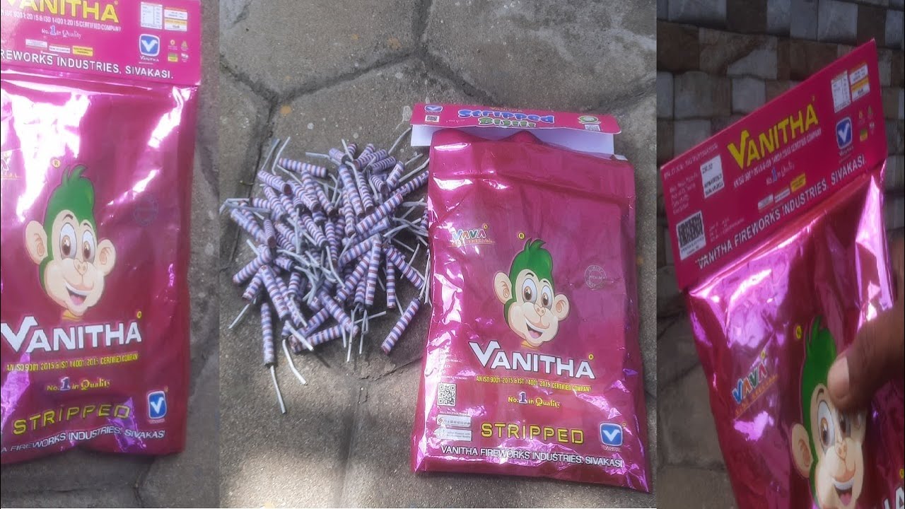 VANITHA FIREWORKS| STRIPPED BIJILI | Bijili Pattasu |SIVAKASI CRACKERS ...