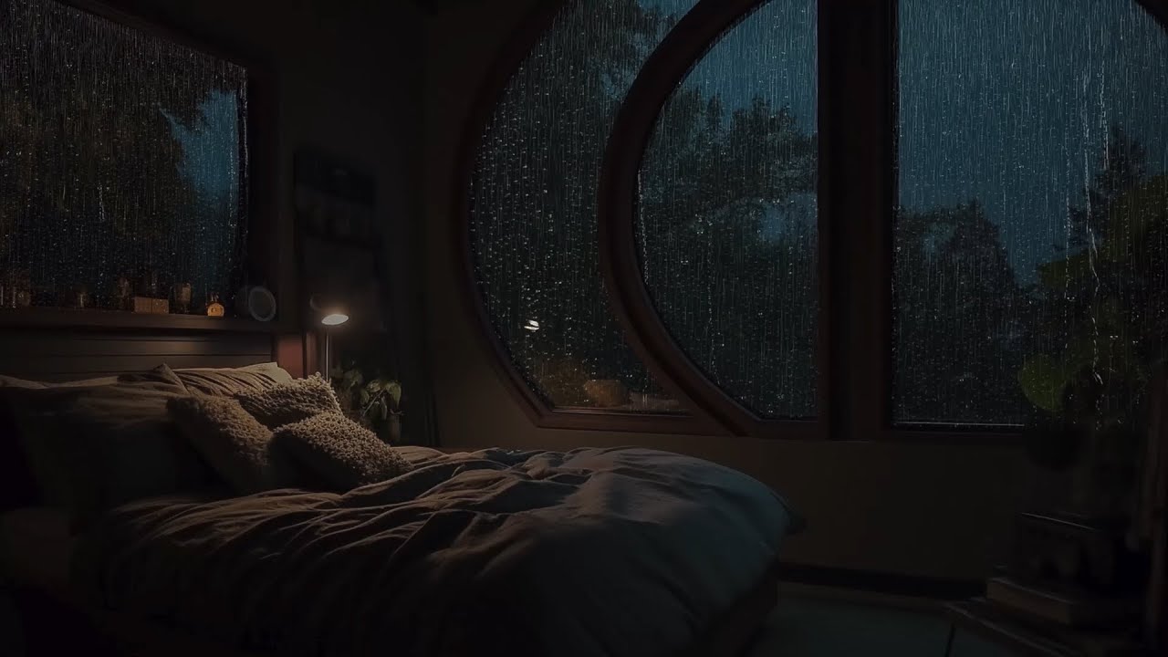 Rainy Night with Cozy Bed - Relaxing with Heavy Rain Sounds for ...