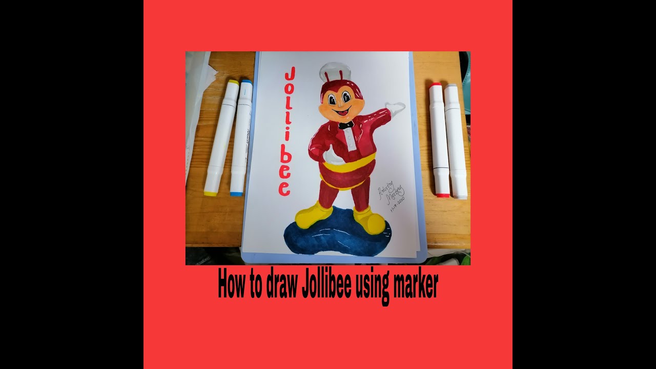 DRAWING JOLLIBEE | How to draw JOLLIBEE using MARKER | Artistry Mystery ...