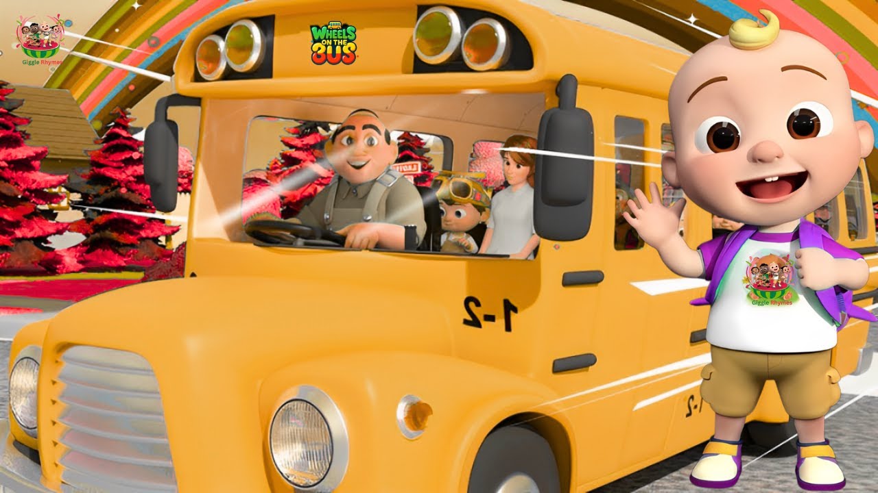 [ 1 MINUTE LOOP ] 🚍 Wheels on the Bus 🚍 | CUTE 3D Animation for Kids ...