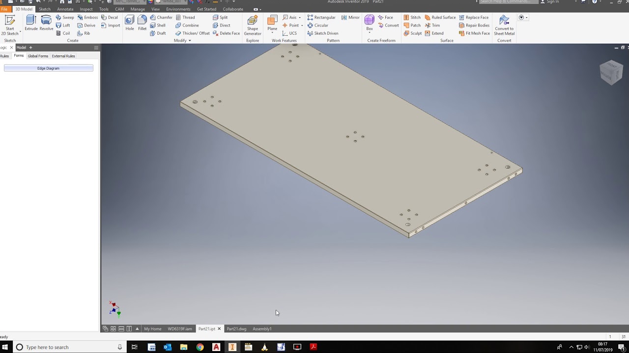 Kitchen Base panel template Automation Autodesk Inventor. part 2 - YouTube