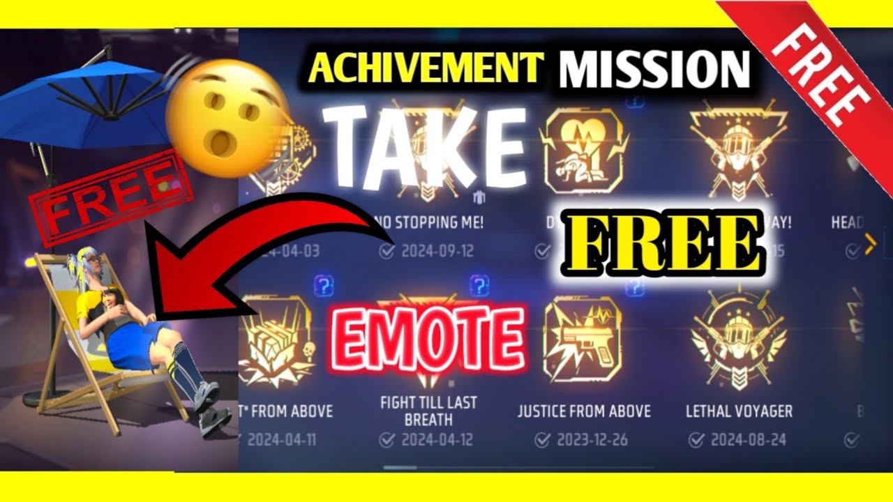 achivement mission, take free emote in free fire max !! 😱😱 - YouTube
