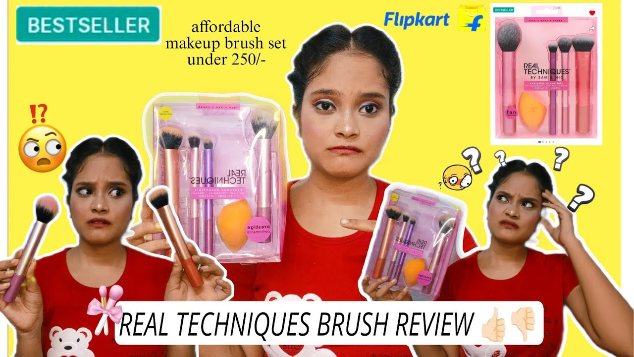 REAL TECHNIQUES BRUSH REVIEW 👍🏻👎🏻// Best Flipkart Makeup Brush Set For ...