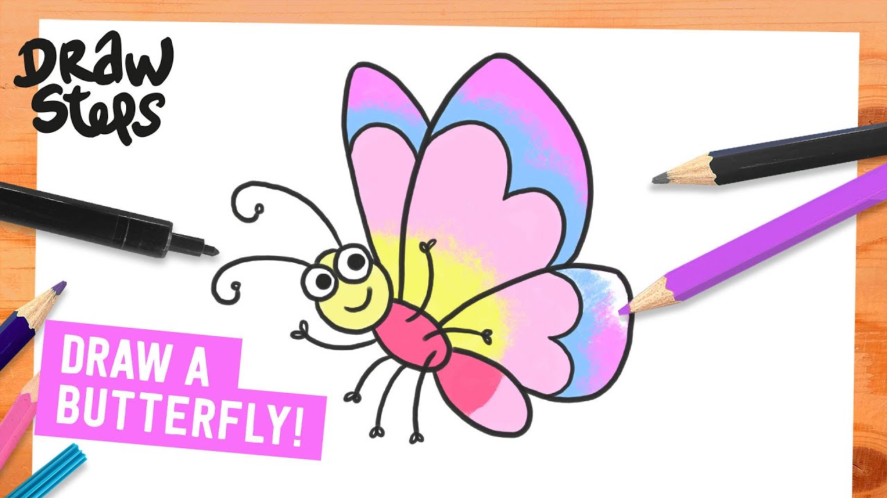 How to draw a cute BUTTERFLY (easy step by step) - YouTube