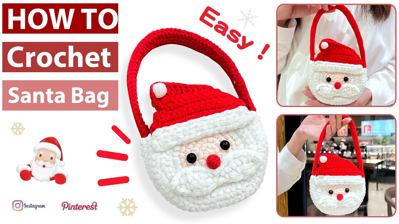 【Crochet Bag Tutorial】How to Crochet A Santa Tote bag | Children's ...